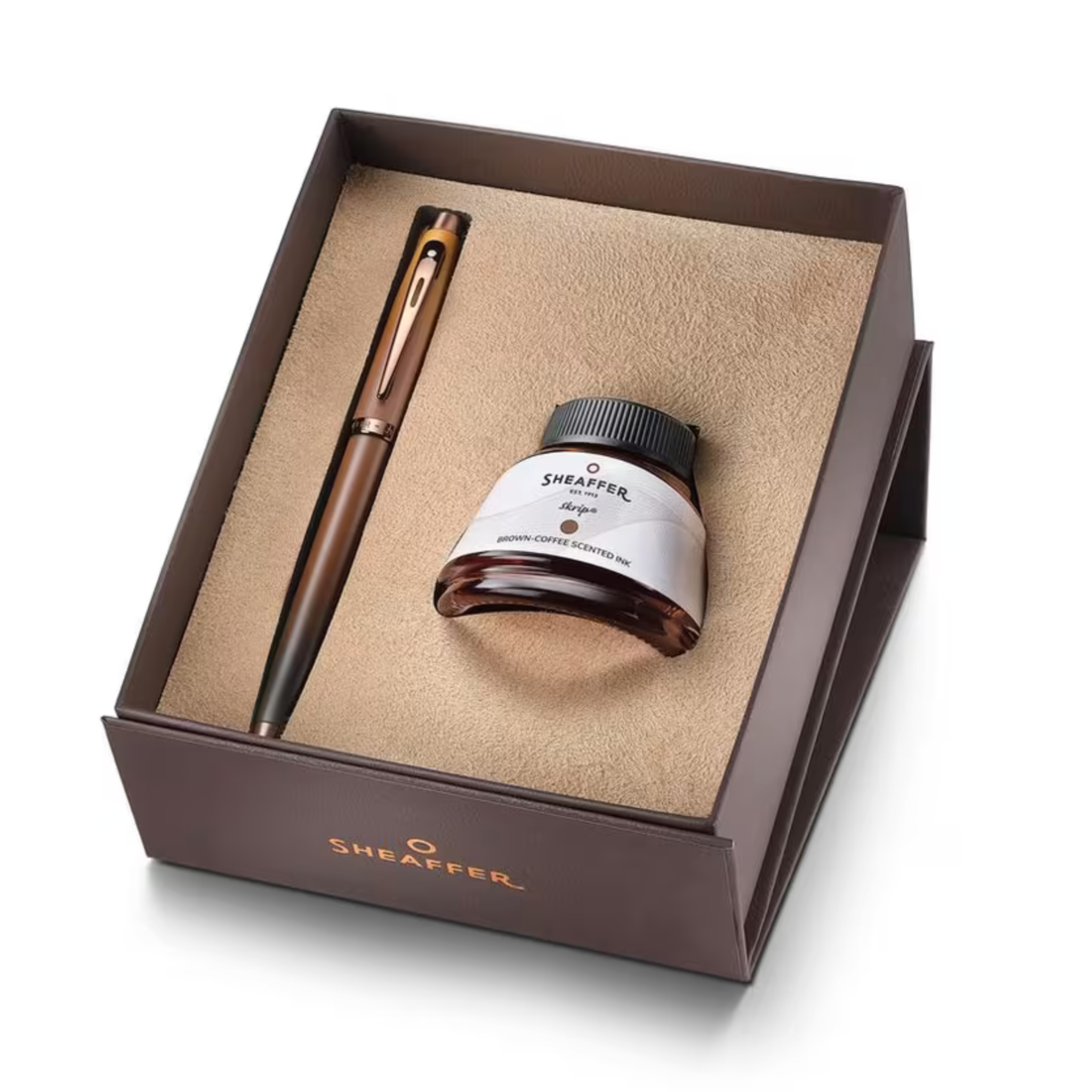 Sheaffer 100 Coffee Edition vulpen met inktpot – P.W. Akkerman Den Haag
